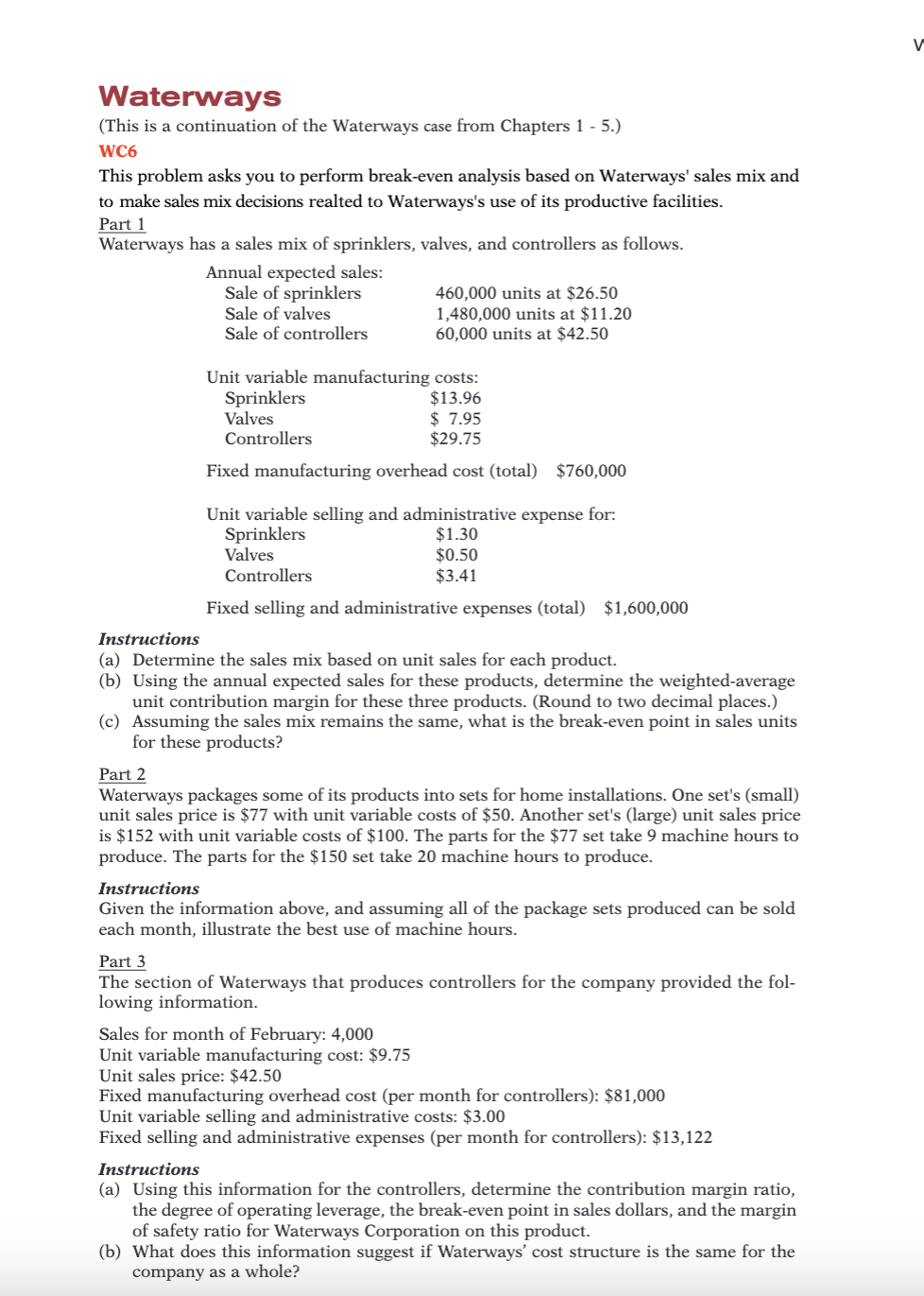 Solved Waterways(This is a continuation of the Waterways | Chegg.com