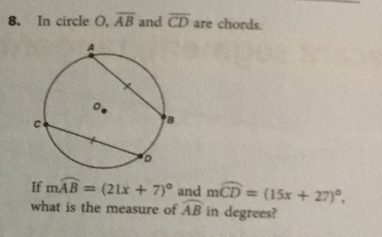 Solved In circle O,bar (AB) ﻿and ?bar (CD) ﻿are chords.If | Chegg.com