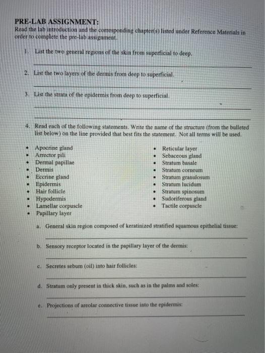 Solved PRE-LAB ASSIGNMENT: Read the lab introduction and the | Chegg.com