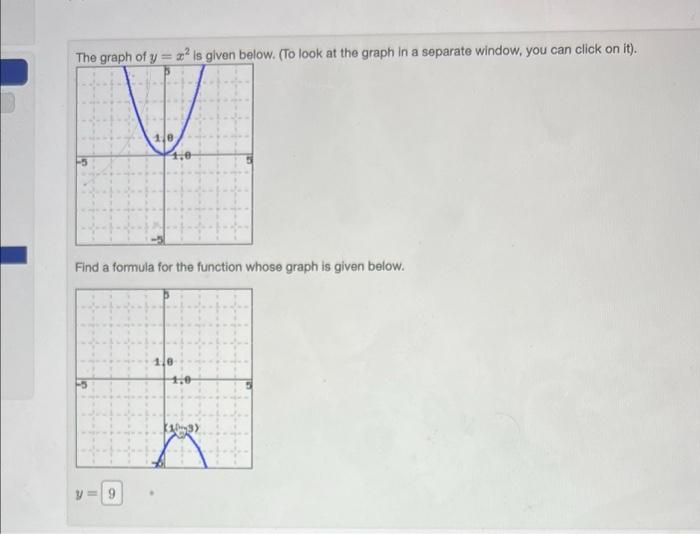 Solved The graph of y = z2 is given below. (To look at the | Chegg.com