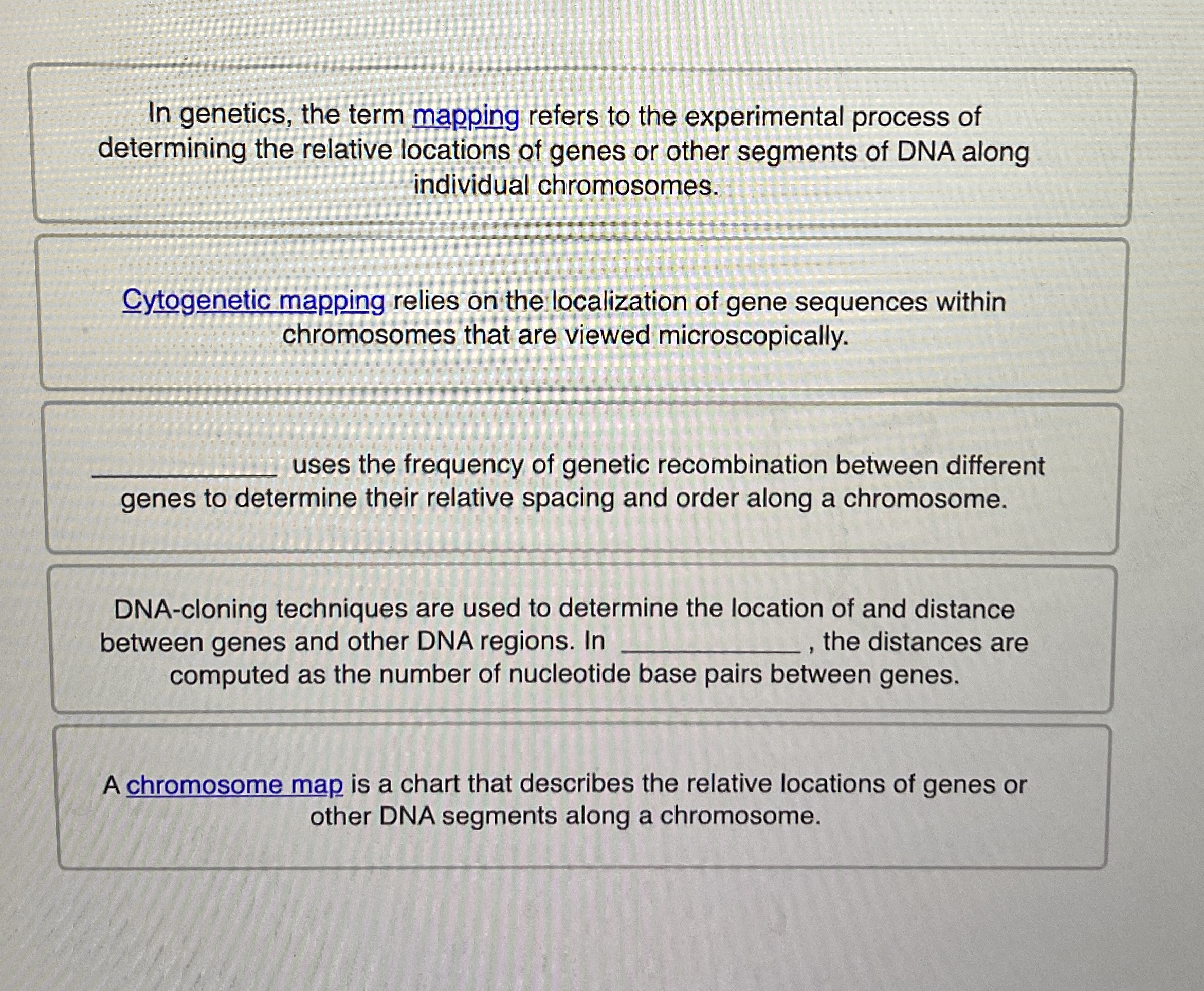 Solved In genetics, the term mapping refers to the | Chegg.com