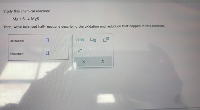Solved Study this chemical reaction: Mg+S→MgS Then, write | Chegg.com