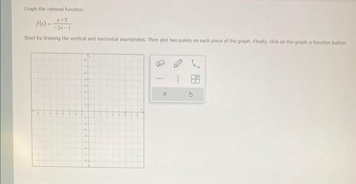Solved Groph the rational function. f(x)=−2x−1x+5= Start by | Chegg.com