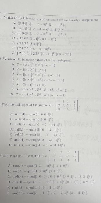 Solved A. {{132}⊤⋅[1−7−8}⊤⋅{21−1]T} B. | Chegg.com
