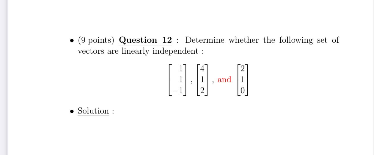 Solved (9 ﻿points) ﻿Question 12 ﻿: Determine whether the | Chegg.com