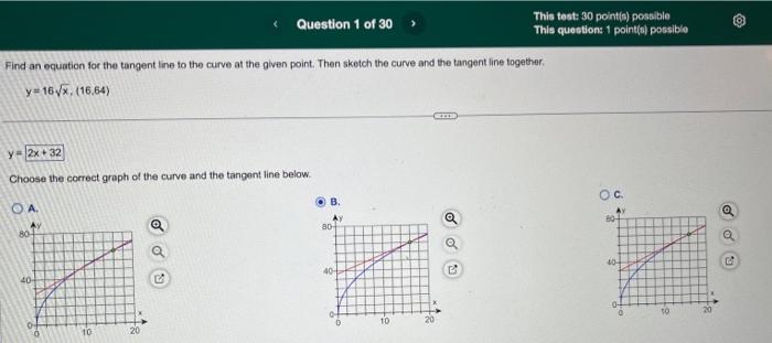 Solved y=16x,(16.64) y= Choose the correct graph of the | Chegg.com
