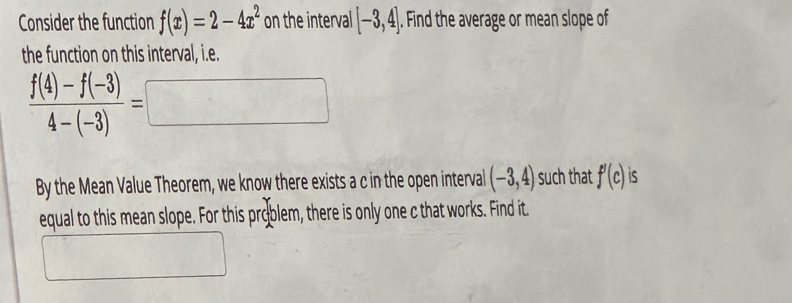 Solved Consider the function f(x)=2-4x2 ﻿on the interval | Chegg.com