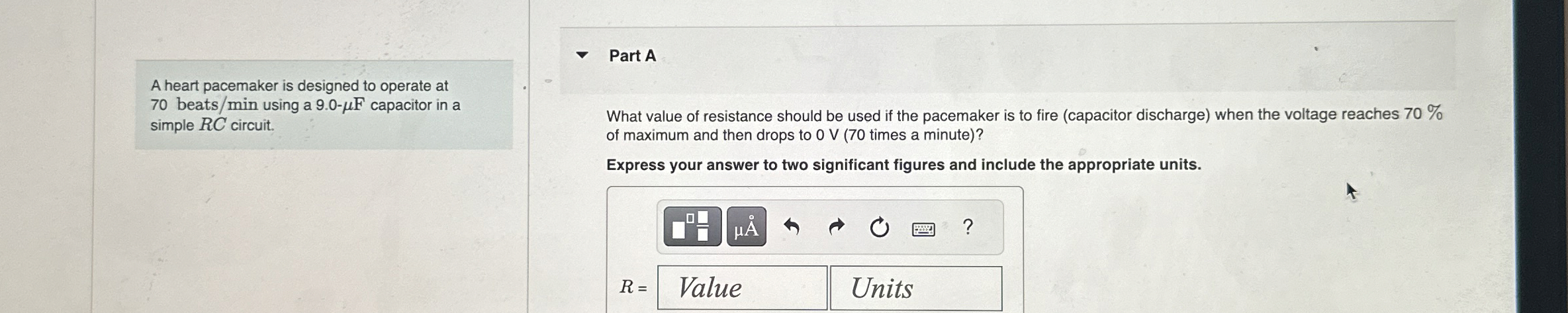 Solved A heart pacemaker is designed to operate at 70 ﻿beats | Chegg.com