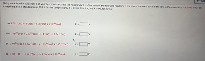 Solved Using data found in Appendix E of your textbook | Chegg.com