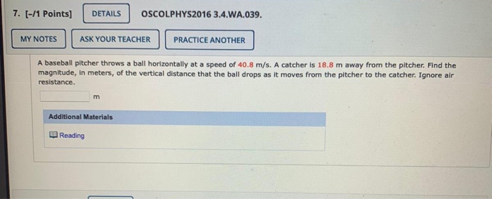 Solved 7 1 Points Details Oscolphys2016 3 4 Wa 039 My