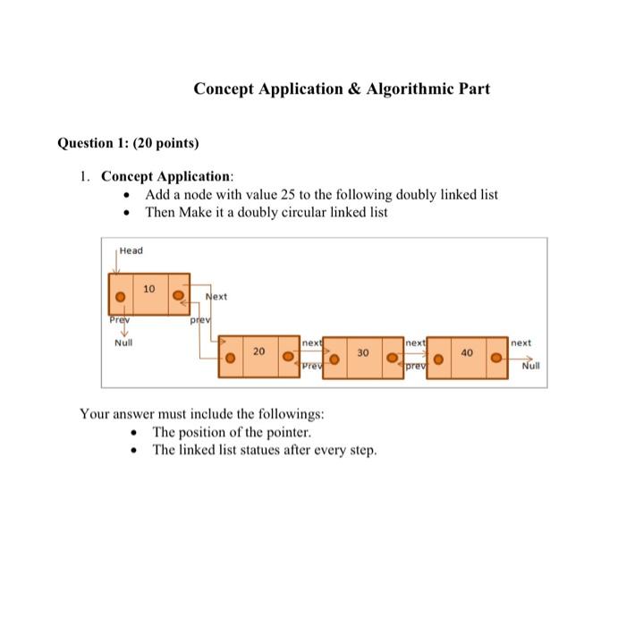 Solved Concept Application \& Algorithmic Part Question 1: | Chegg.com Solved Concept Application \& Algorithmic Part Question 1: | Chegg.com