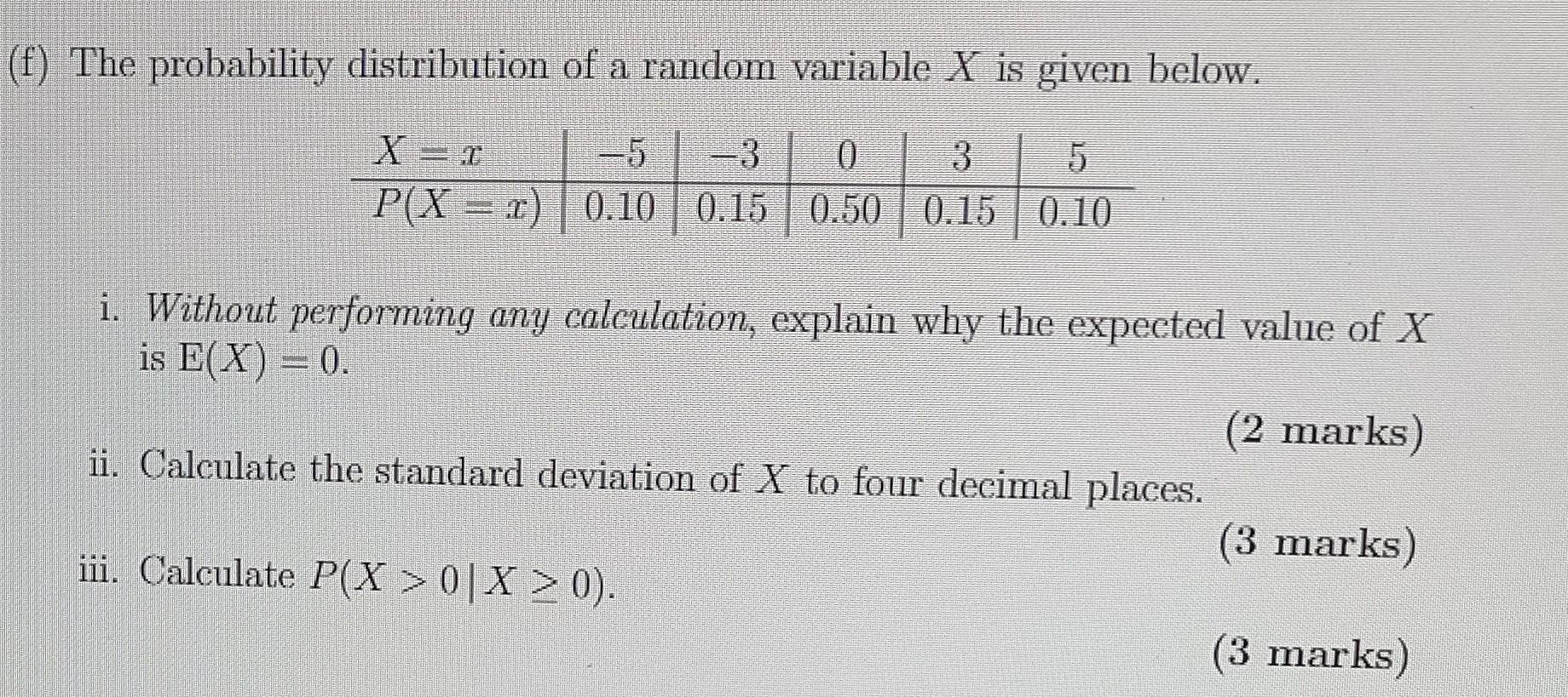 Solved The probability distribution of a random variable X | Chegg.com