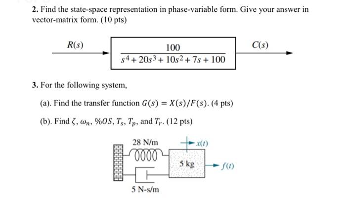 2 Find The State Space Representation In
