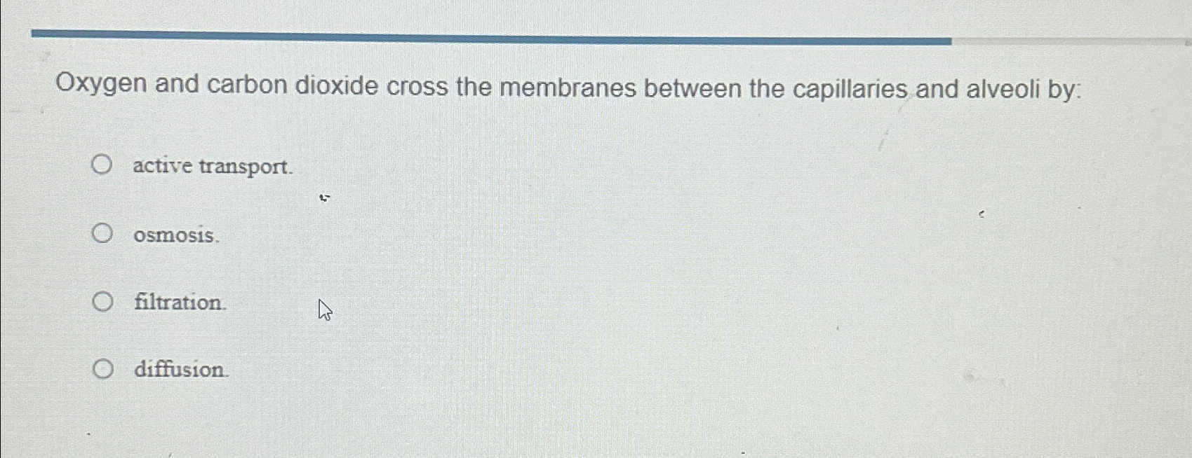 Solved Oxygen and carbon dioxide cross the membranes between | Chegg.com