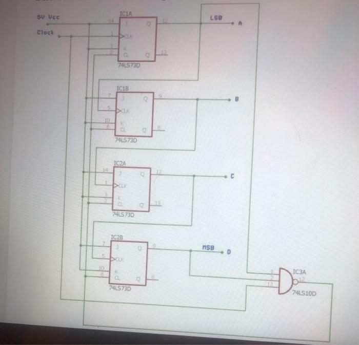 Solved 4 bit Asynchronous Ripple Counter with counting up to | Chegg.com