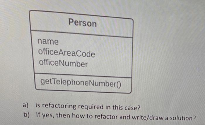 Solved a) Is refactoring required in this case? b) If yes, | Chegg.com