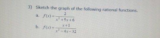 Solved 3) Sketch the graph of the following rational | Chegg.com