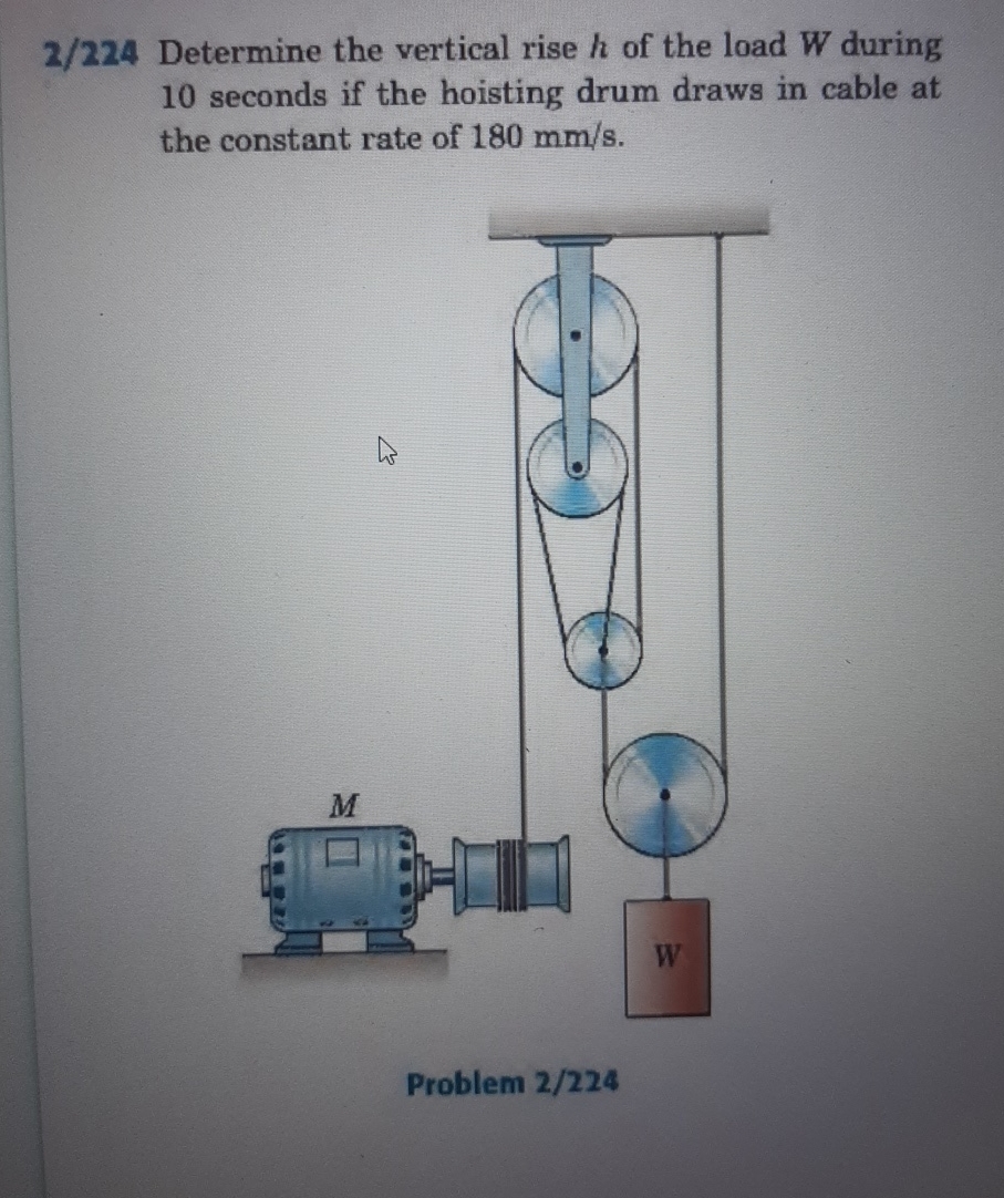 Solved 2/224 ﻿Determine the vertical rise h ﻿of the load W | Chegg.com