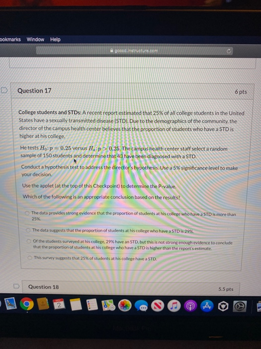 Solved bokmarks Window Help goced.instructure.com D Question | Chegg.com