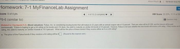 Solved Alison Pouch & 1 10/10/2010 52 PM Homework: 7-1 | Chegg.com