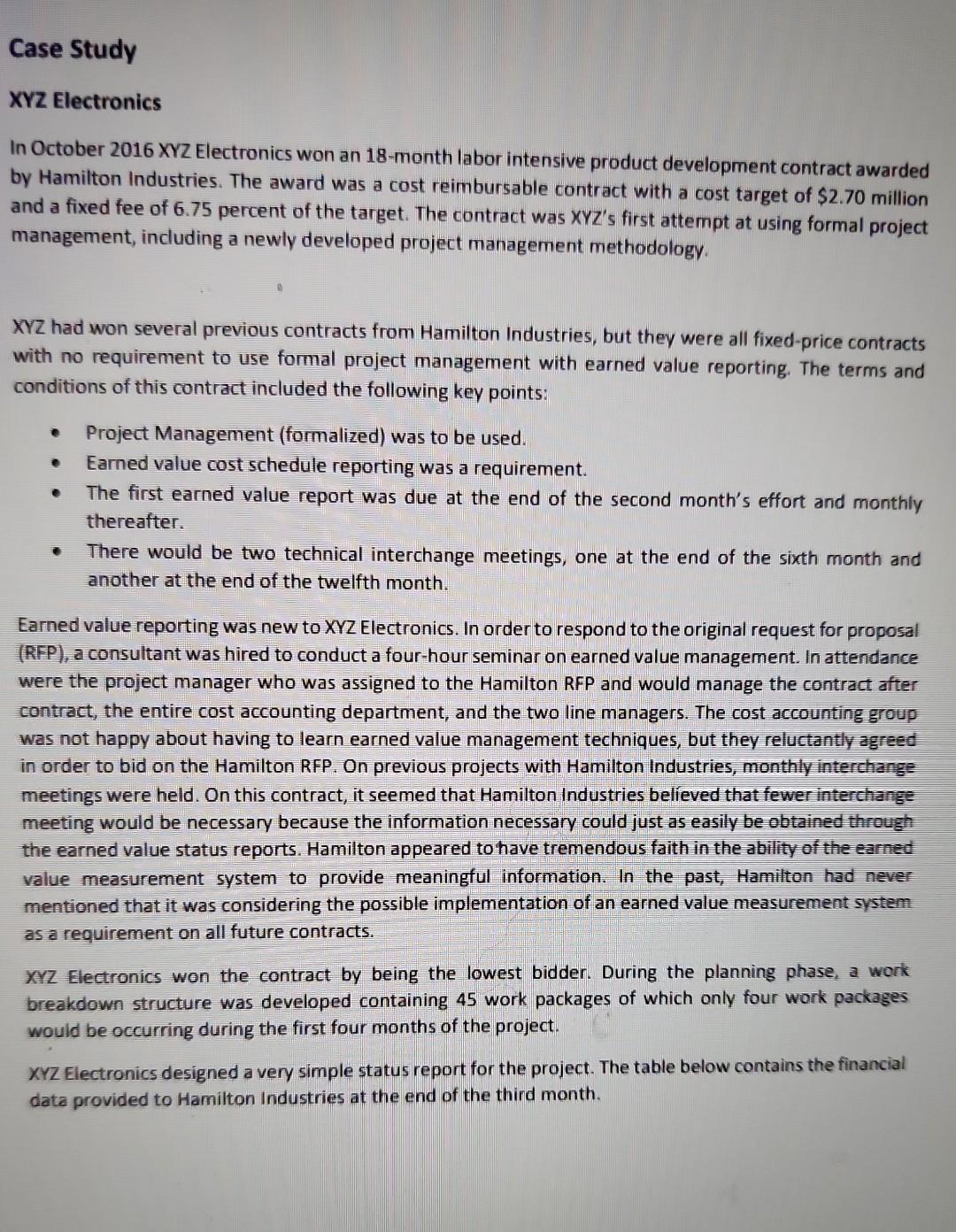 Solved XYZ Electronics In October 2016 XYZ Electronics won | Chegg.com