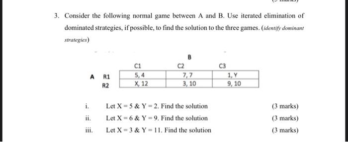 Solved 3. Consider the following normal game between A and | Chegg.com