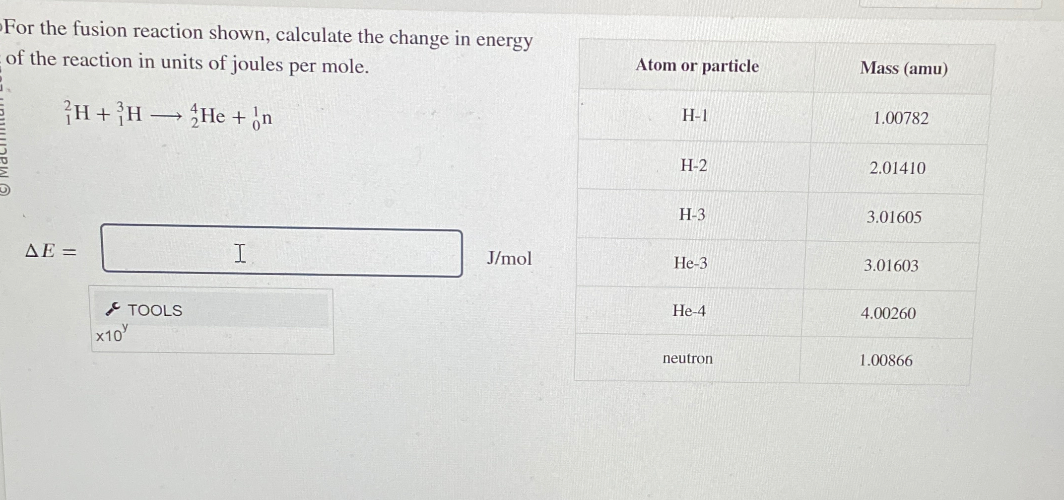 Solved For the fusion reaction shown, calculate the change | Chegg.com