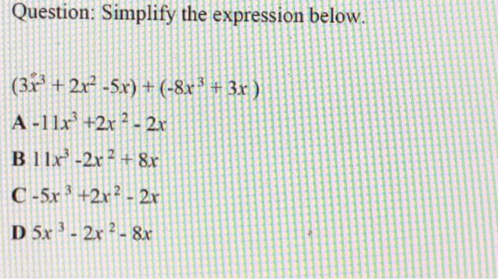 Solved Question: Simplify the expression below. \\[ | Chegg.com