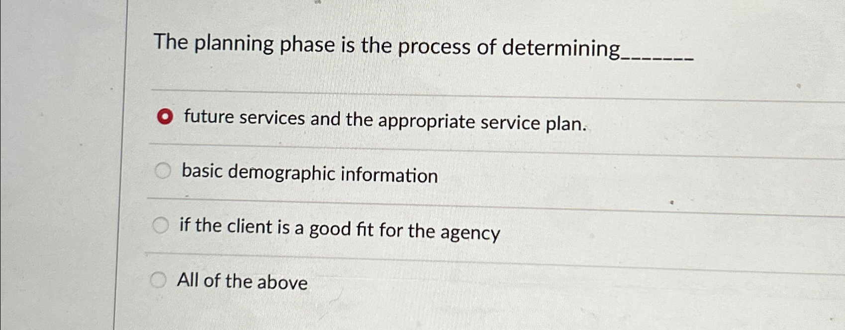 Solved The planning phase is the process of determining | Chegg.com