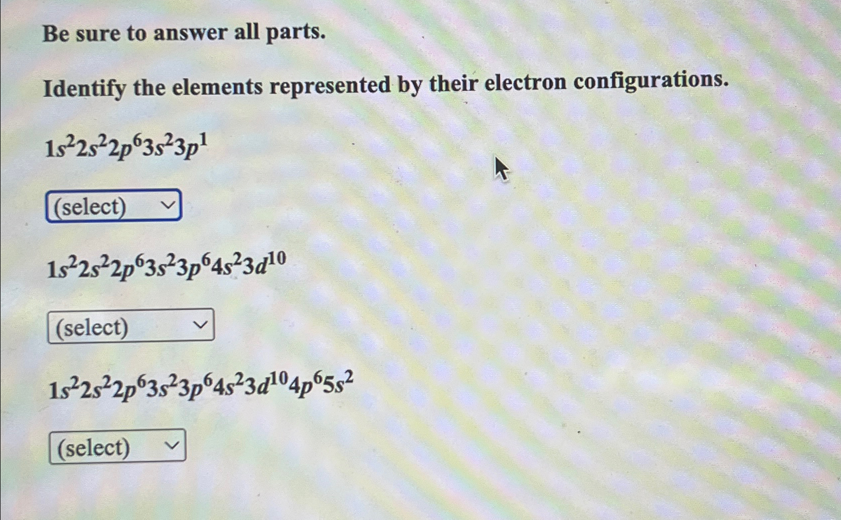Solved Be sure to answer all parts.Identify the elements | Chegg.com