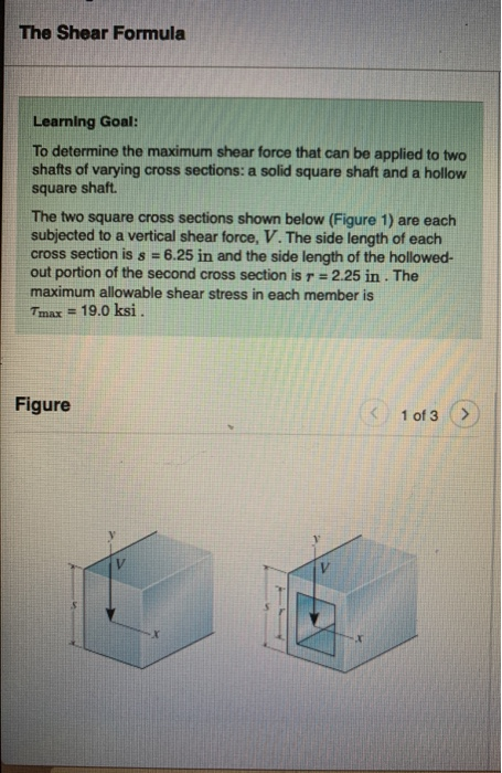 Solved The Shear Formula Learning Goal: To determine the | Chegg.com
