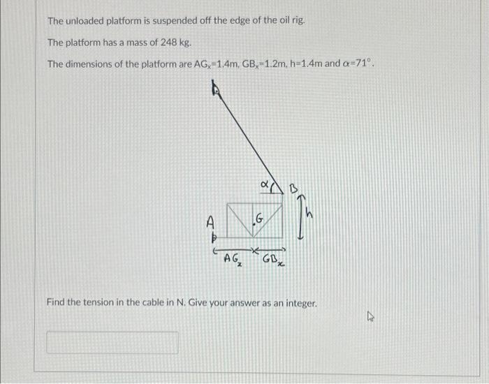 Solved The unloaded platform is suspended off the edge of | Chegg.com