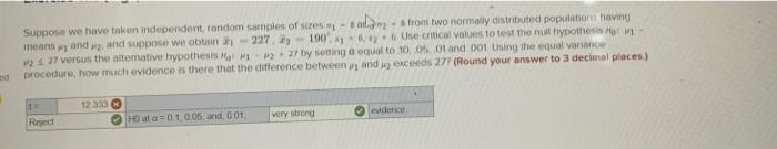Solved Suppose we have taken independent, random samples of | Chegg.com