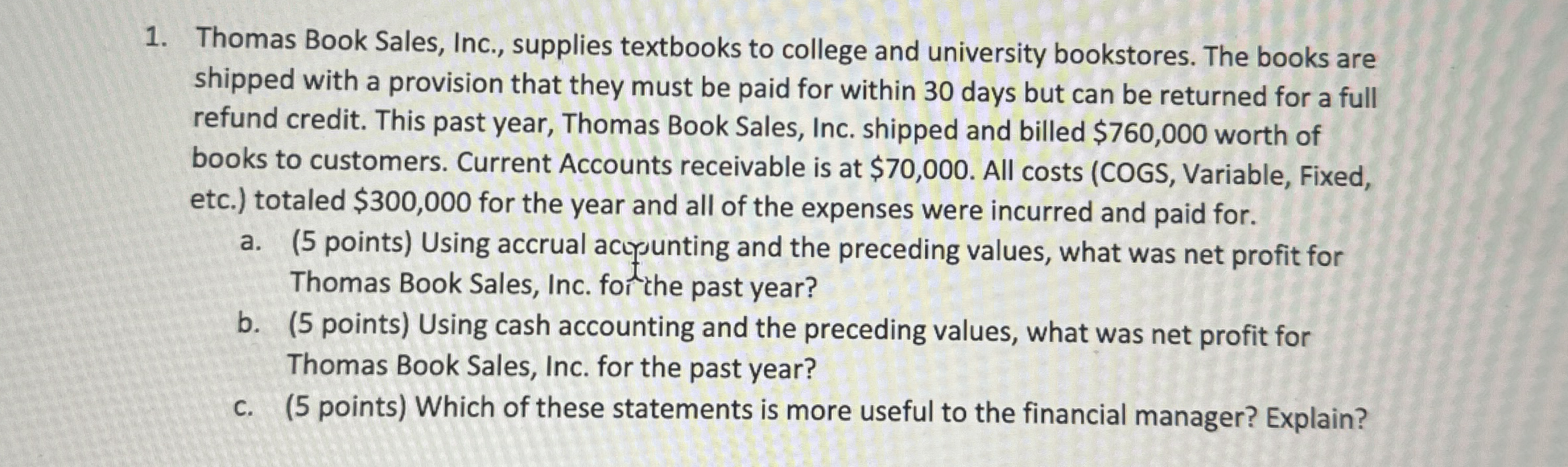 Solved Thomas Book Sales, Inc., supplies textbooks to | Chegg.com