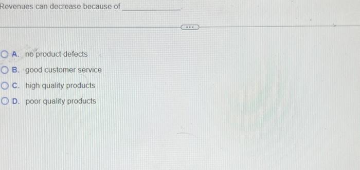 Solved Revenues can decrease because of A. no product | Chegg.com