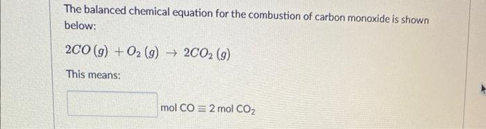 Solved The balanced chemical equation for the combustion of | Chegg.com