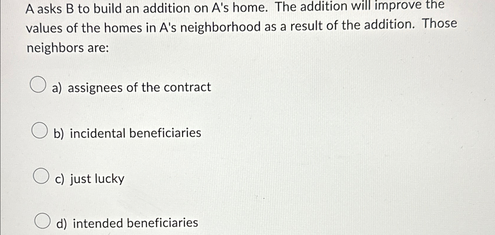 Solved A asks B ﻿to build an addition on A's home. The | Chegg.com