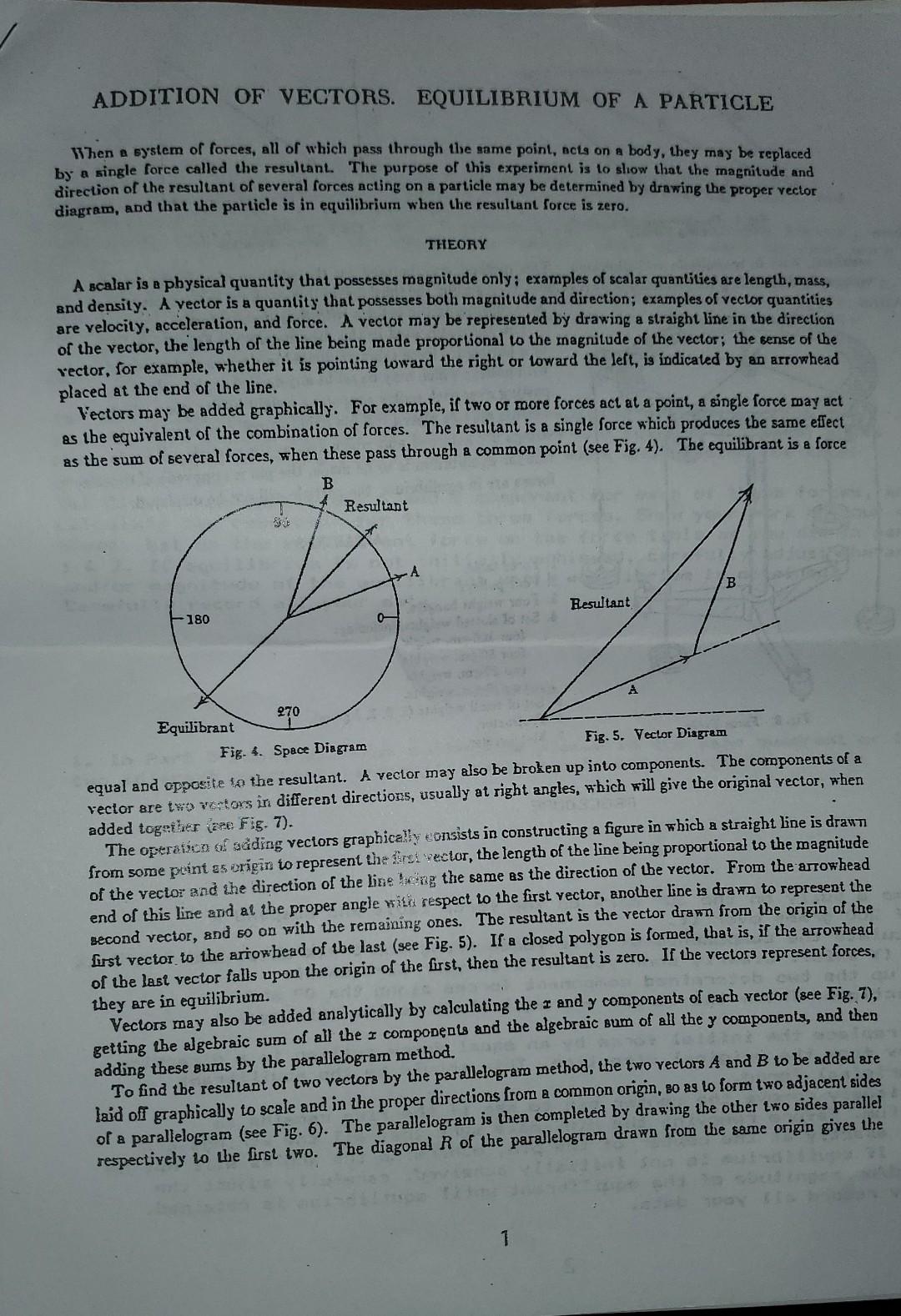 ADDITION OF VECTORS. EQUILIBRIUM OF A PARTICLE When a | Chegg.com