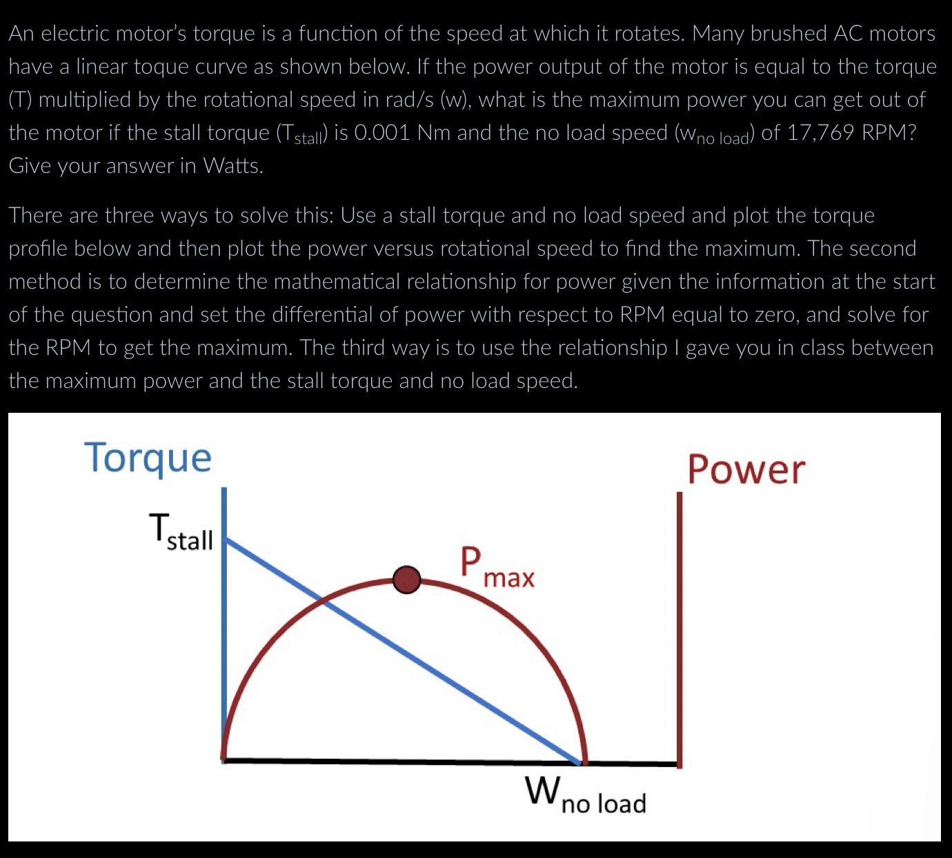 Solved An electric motor’s torque is a function of the speed | Chegg.com