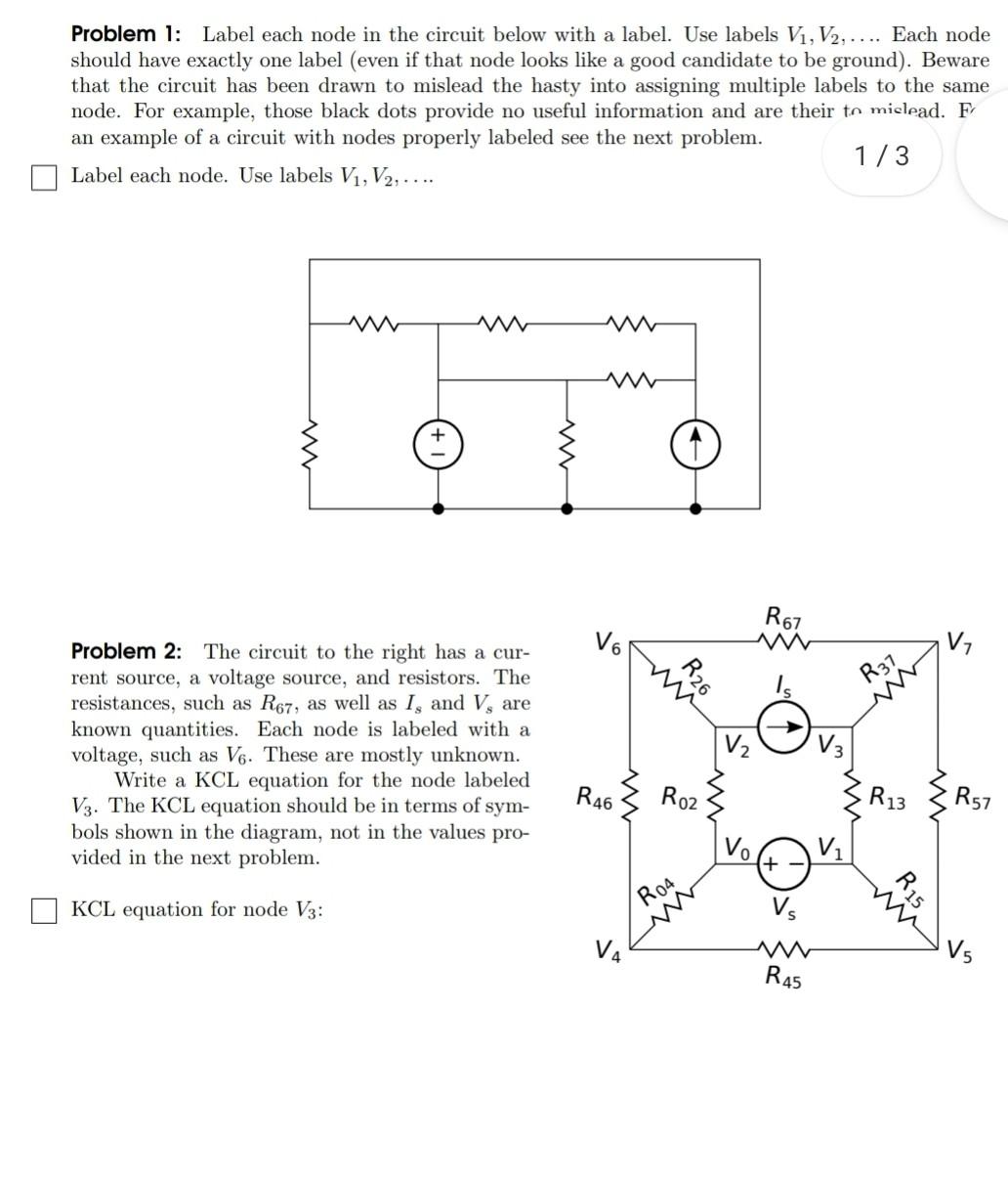 Solved Problem 1: Label each node in the circuit below with | Chegg.com