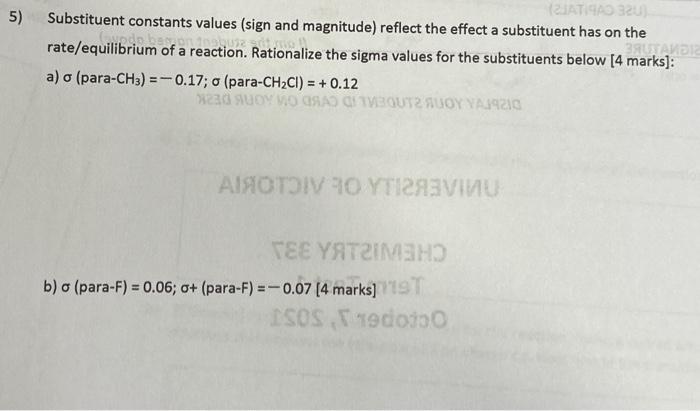 Solved Substituent constants values (sign and magnitude) | Chegg.com