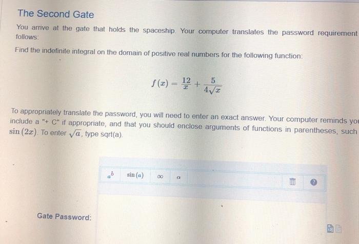 Solved The Second Gate You arrive at the gate that holds the | Chegg.com