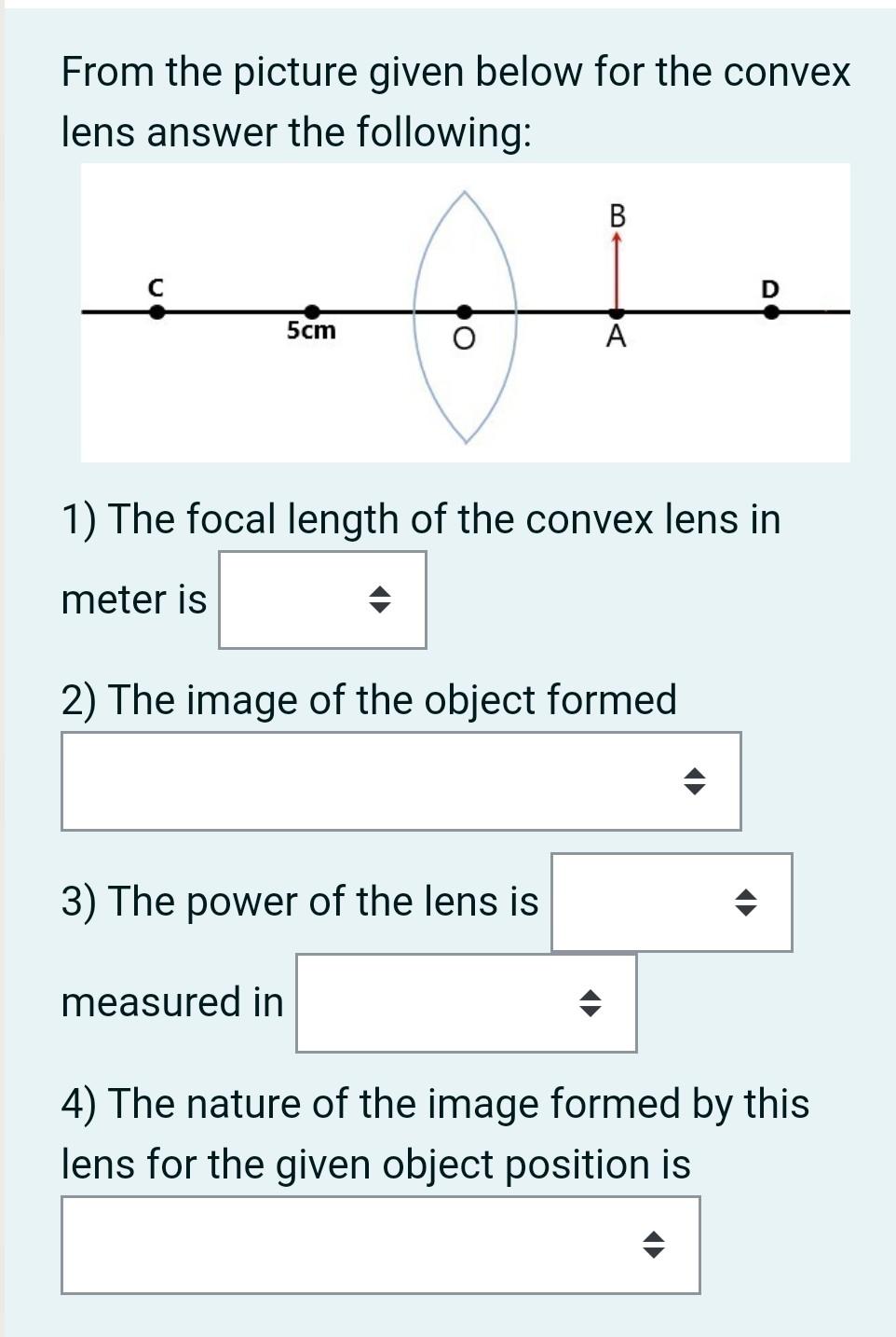 Solved From the picture given below for the convex lens | Chegg.com