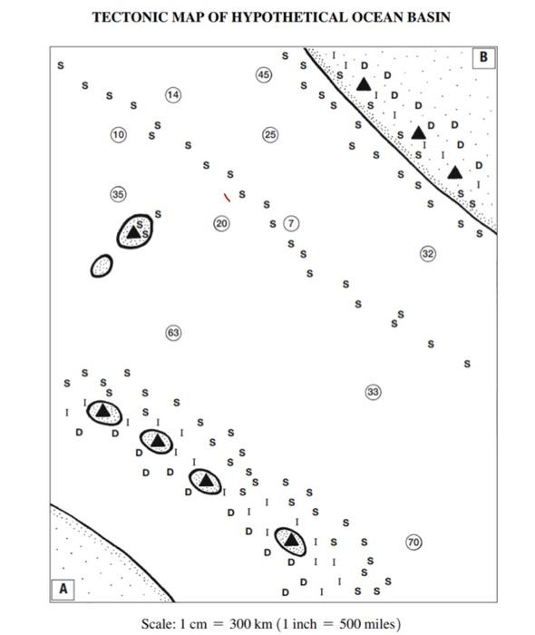 Solved TECTONIC MAP OF HYPOTHETICAL OCEAN BASIN Scale: 1 | Chegg.com