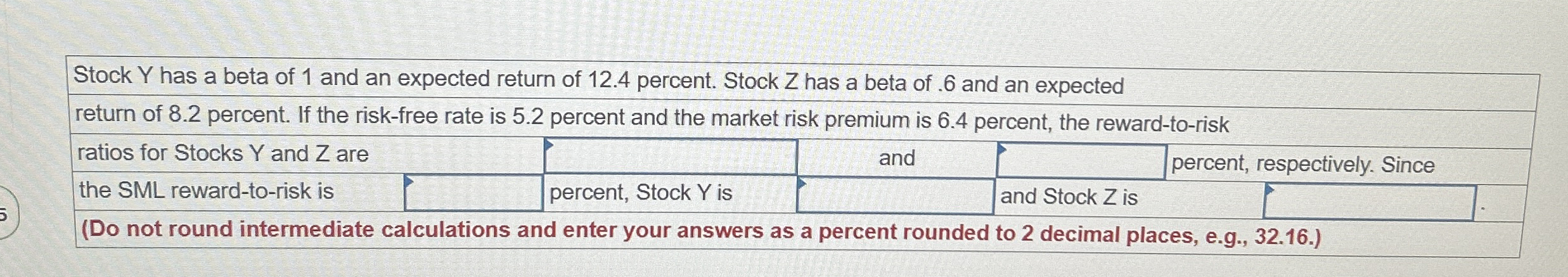 Solved Stock Y ﻿has a beta of 1 ﻿and an expected return of | Chegg.com