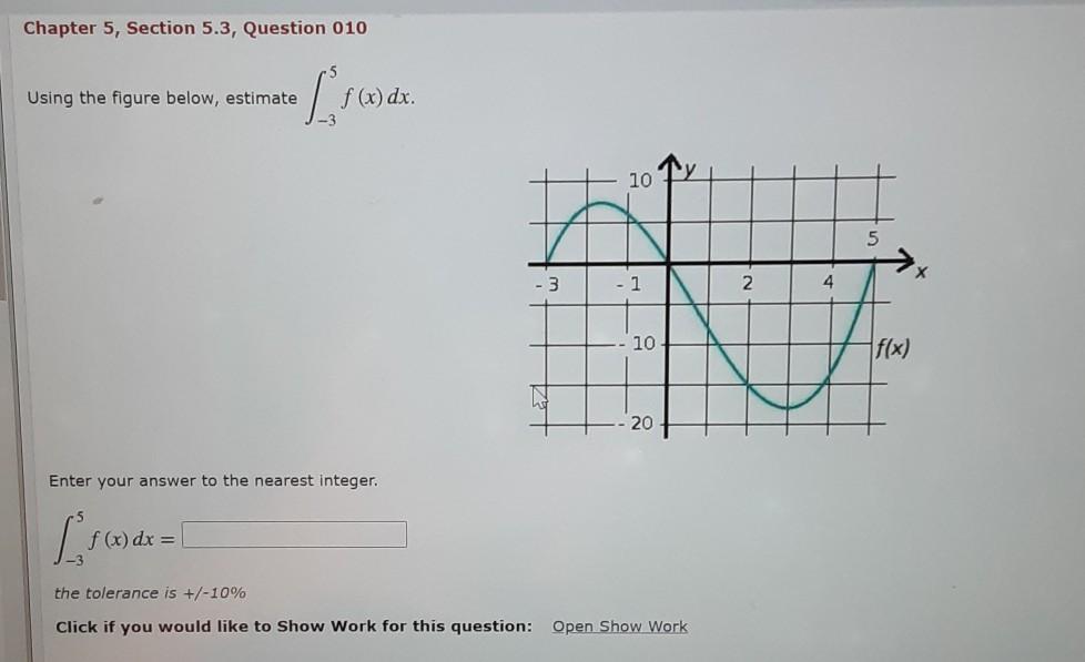 Solved Chapter 5, Section 5.3, Question 009 3 2 f(x) 1 4 5 6 | Chegg.com