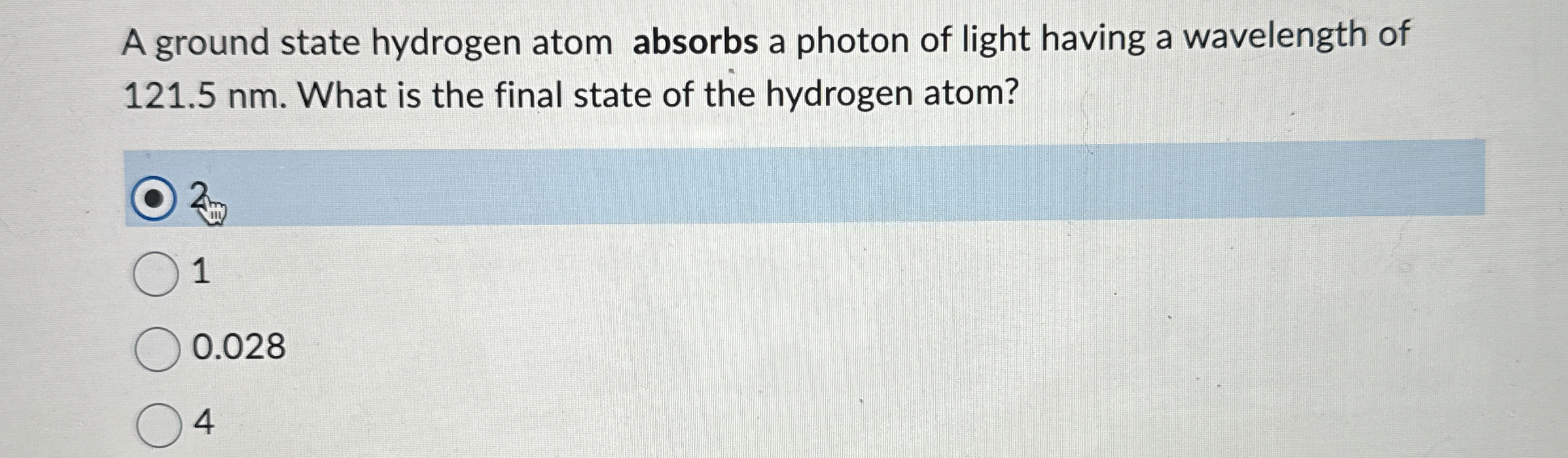 Solved A ground state hydrogen atom absorbs a photon of | Chegg.com