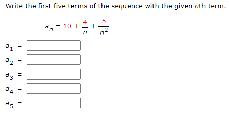 Solved Write the first five terms of the sequence with the | Chegg.com
