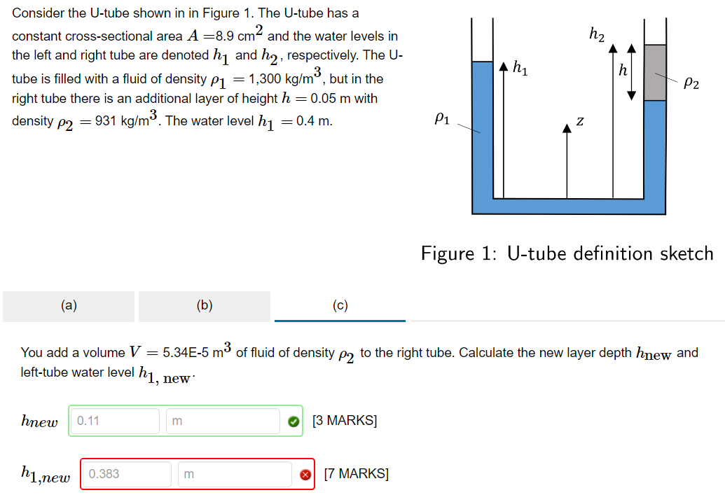 Solved Consider the U-tube shown in in Figure 1. ﻿The U-tube | Chegg.com