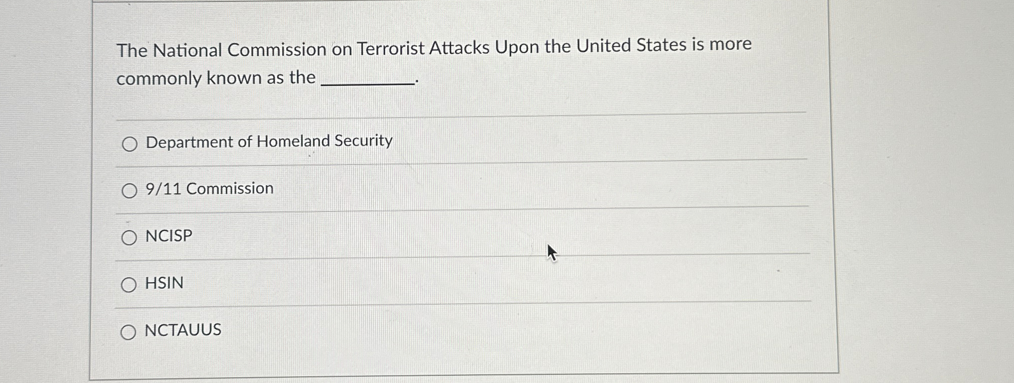 Solved The National Commission on Terrorist Attacks Upon the | Chegg.com